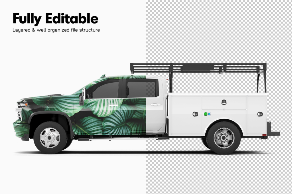 Chevrolet Silverado Pickup Mockup with Service Body - Mockupix