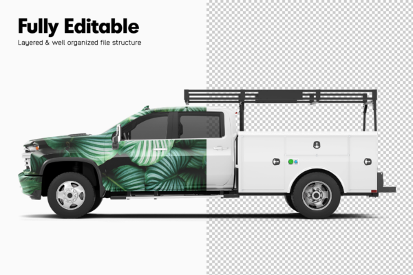 Chevrolet Silverado Pickup Mockup with Service Body - Mockupix