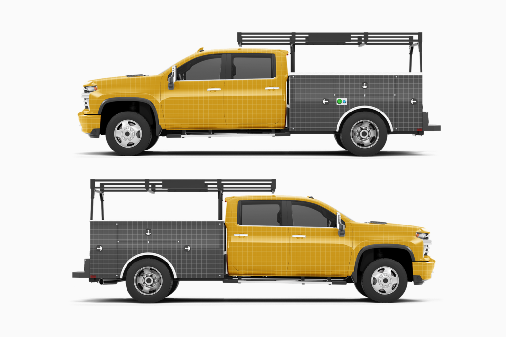 Chevrolet Silverado Pickup Mockup with Service Body - Mockupix