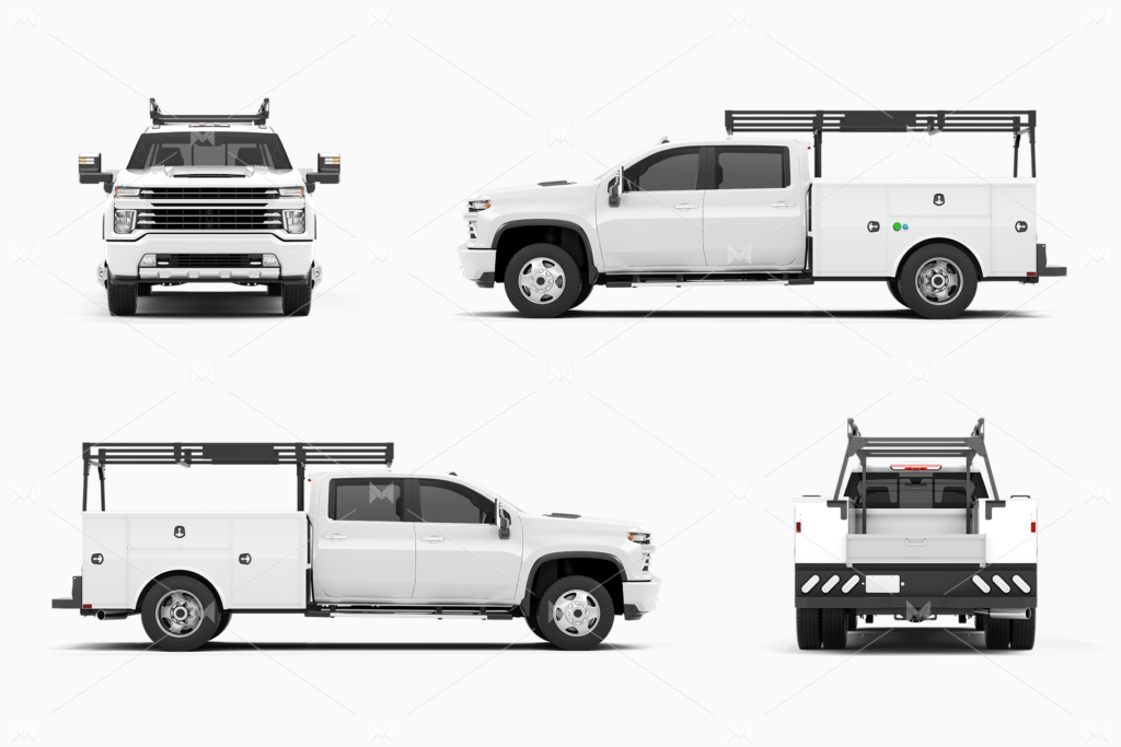 Chevrolet Silverado Pickup Mockup with Service Body - Mockupix